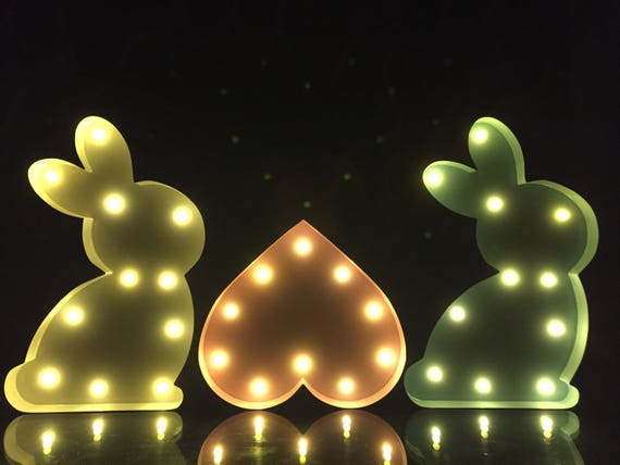 9 Blue Metal LED light marquee light rabbit bounny light