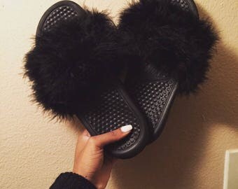 Fur slides | Etsy