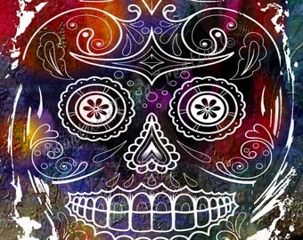 Colorful sugar skull | Etsy