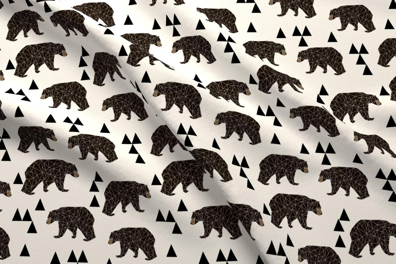 Bears Fabric - Geo Bear / Cream Woodland Kids Nursery Baby Trendy By ...
