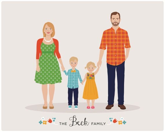 Custom Family portrait personalized family art