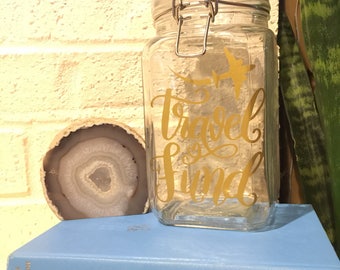 World Map Money Jar Travel Fund 1 Gallon Glass Jug with