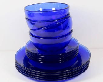 Blue glass plate | Etsy