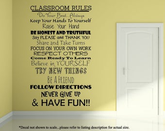 Vinyl Wall Art Decal Class Room Rules. School classroom