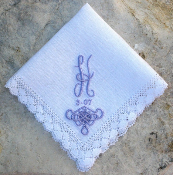 LINEN WEDDING HANDKERCHIEF Mother of the Bride/Groom