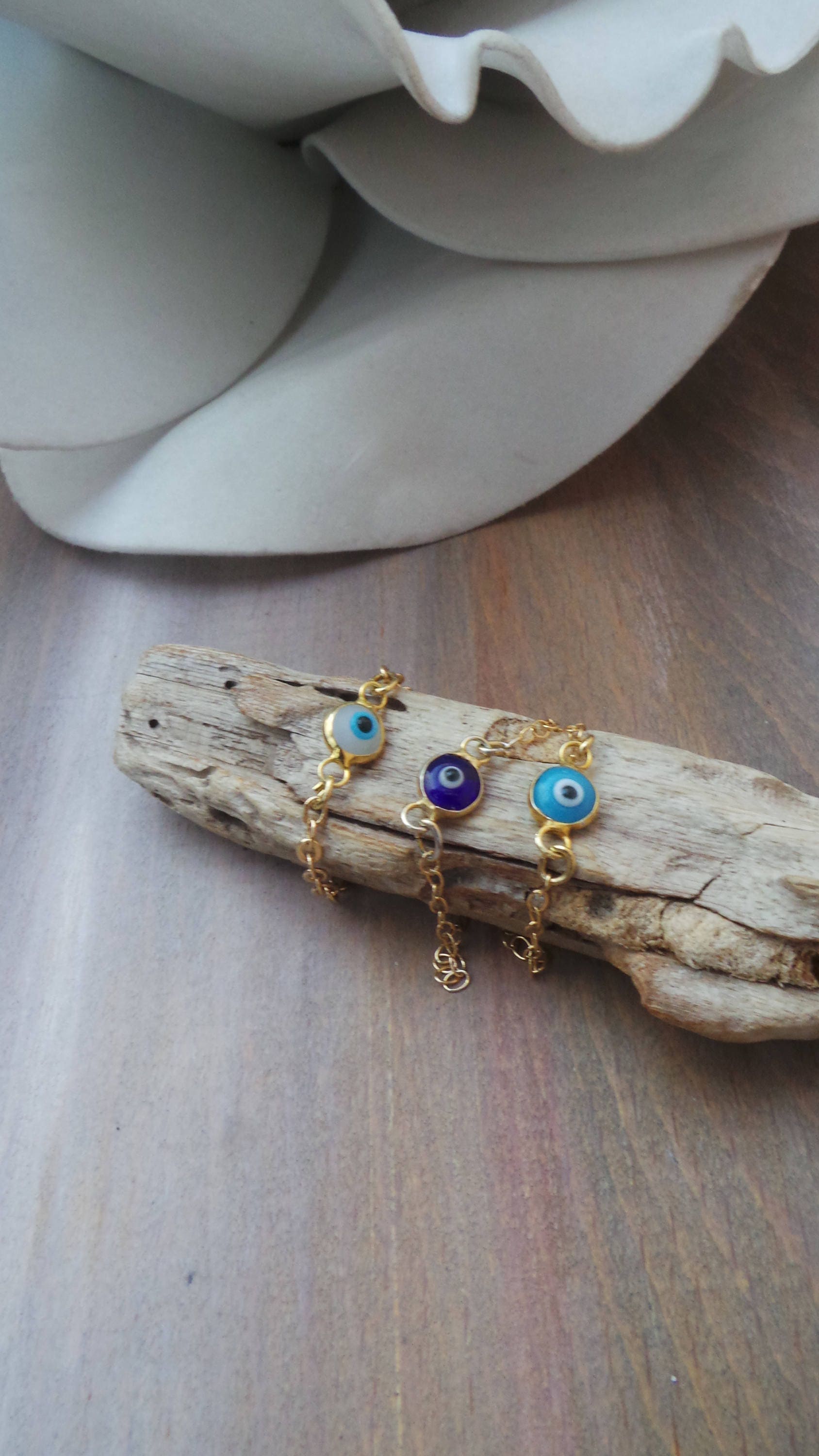 Evil eye ring.Evil eye chain ring. Gold fill evil eye ring. Dainty evil ...