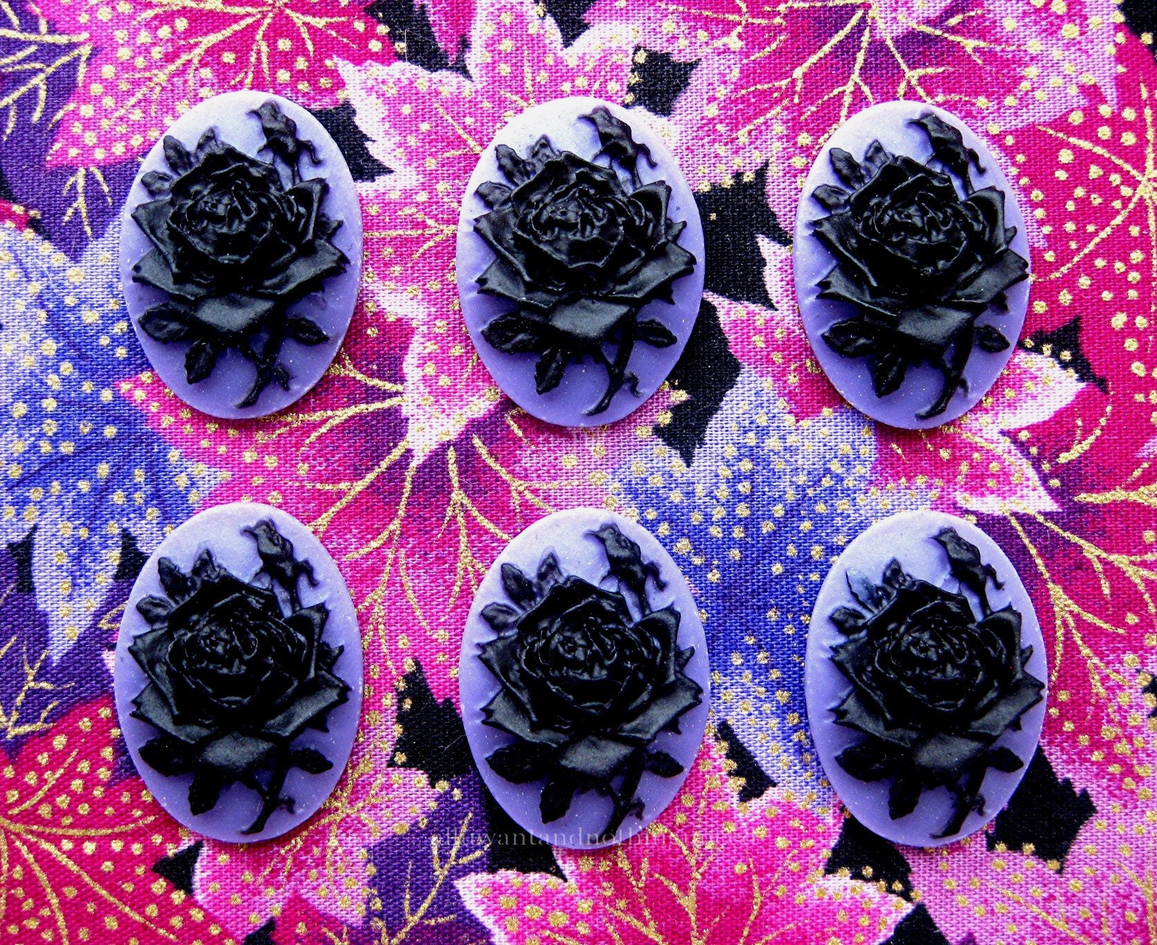 6 Roses Gothic BLACK Rose Flower on a Purple or Dark Lavender