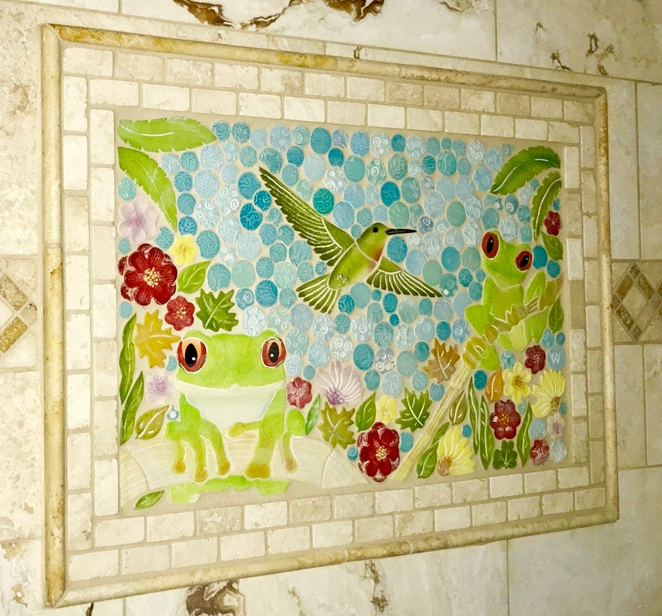 Custom Ceramic Tile Mosaic Tree Frog large 11 x 6