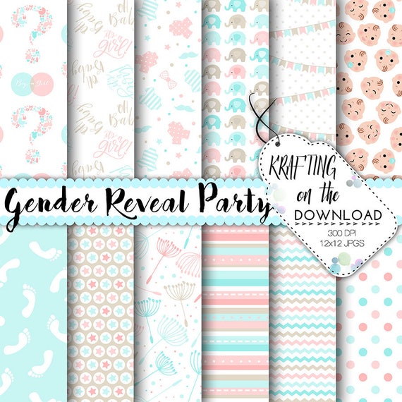gender reveal paper pack gender reveal digital paper gender