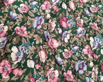 Floral silk fabric | Etsy