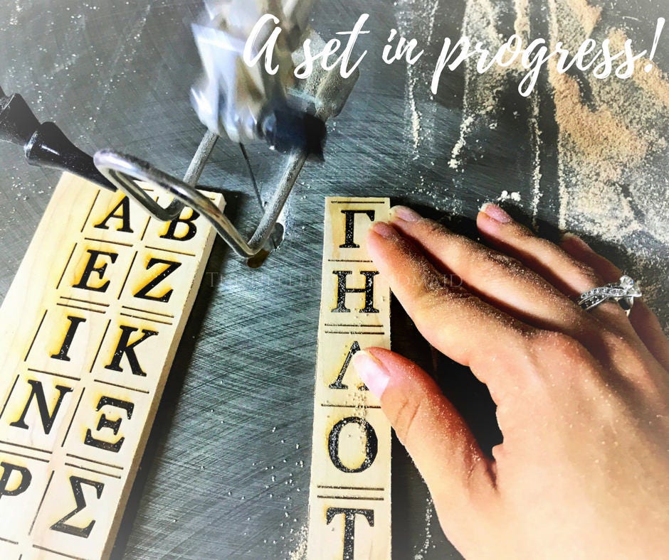 Greek Alphabet Oracle set, 24 handmade maple wood psephoi with oracle ...