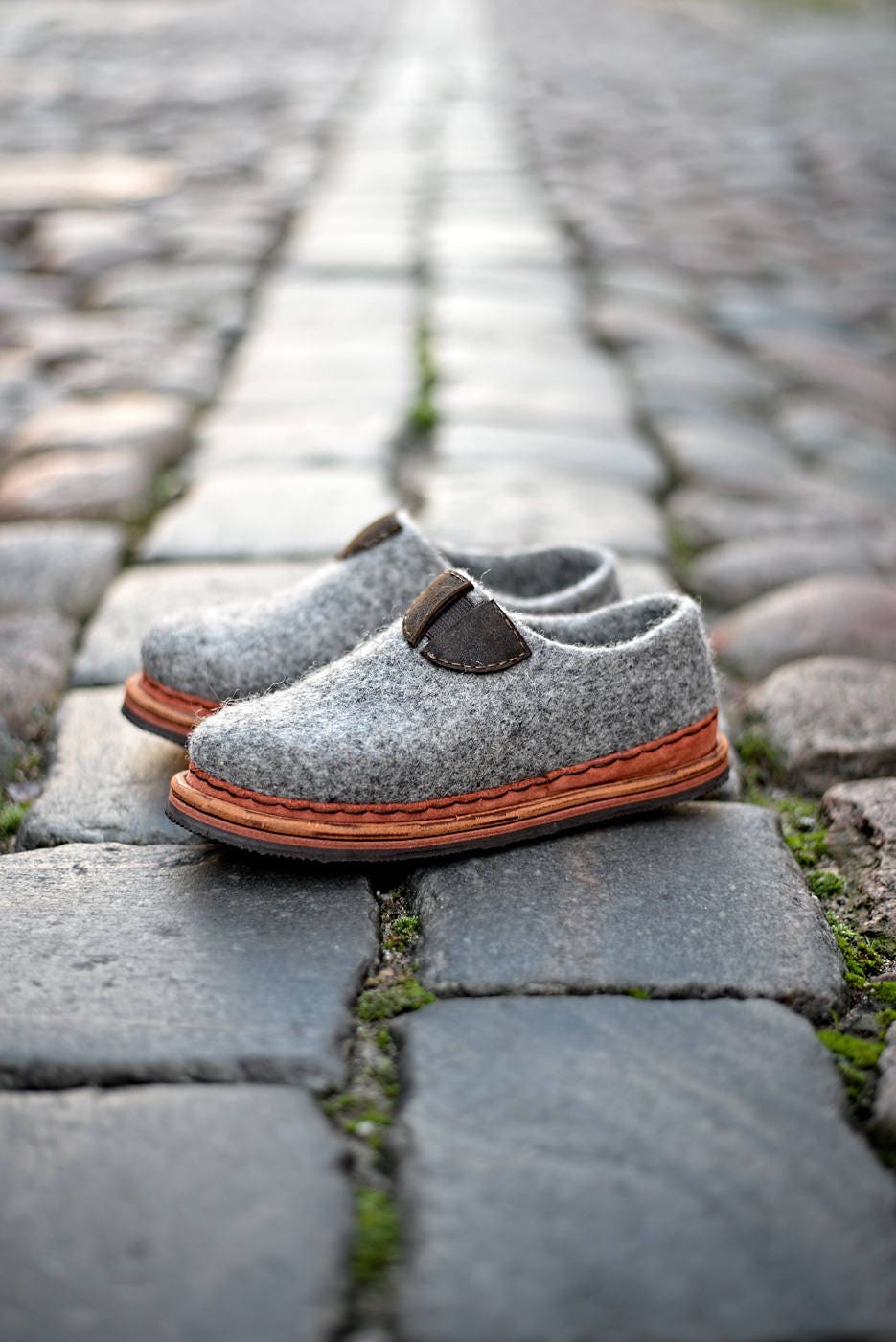 Felted wool shoes woman shoes summer shoes OOAK grey