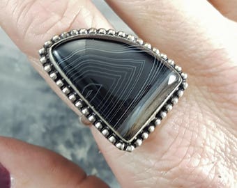 Banded agate ring | Etsy