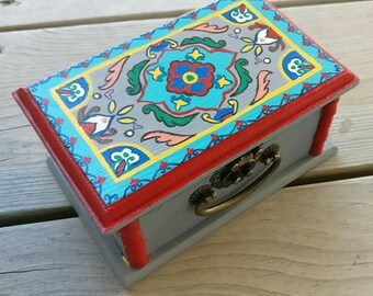 Painted wood box | Etsy