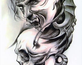 Monster tattoo | Etsy