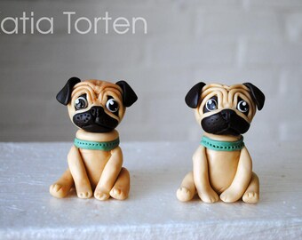 Fondant Pug Cake Topper Small Pug Cake Decorations Small