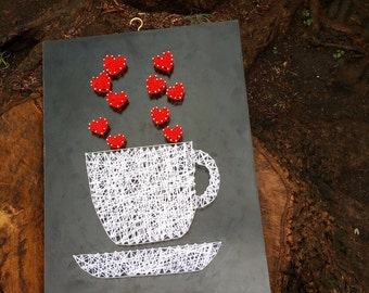 Coffee Cup String Art Handmade