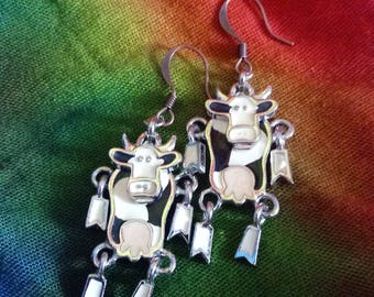 Cow earrings for stretched piercings 14 gauge 12 gauge
