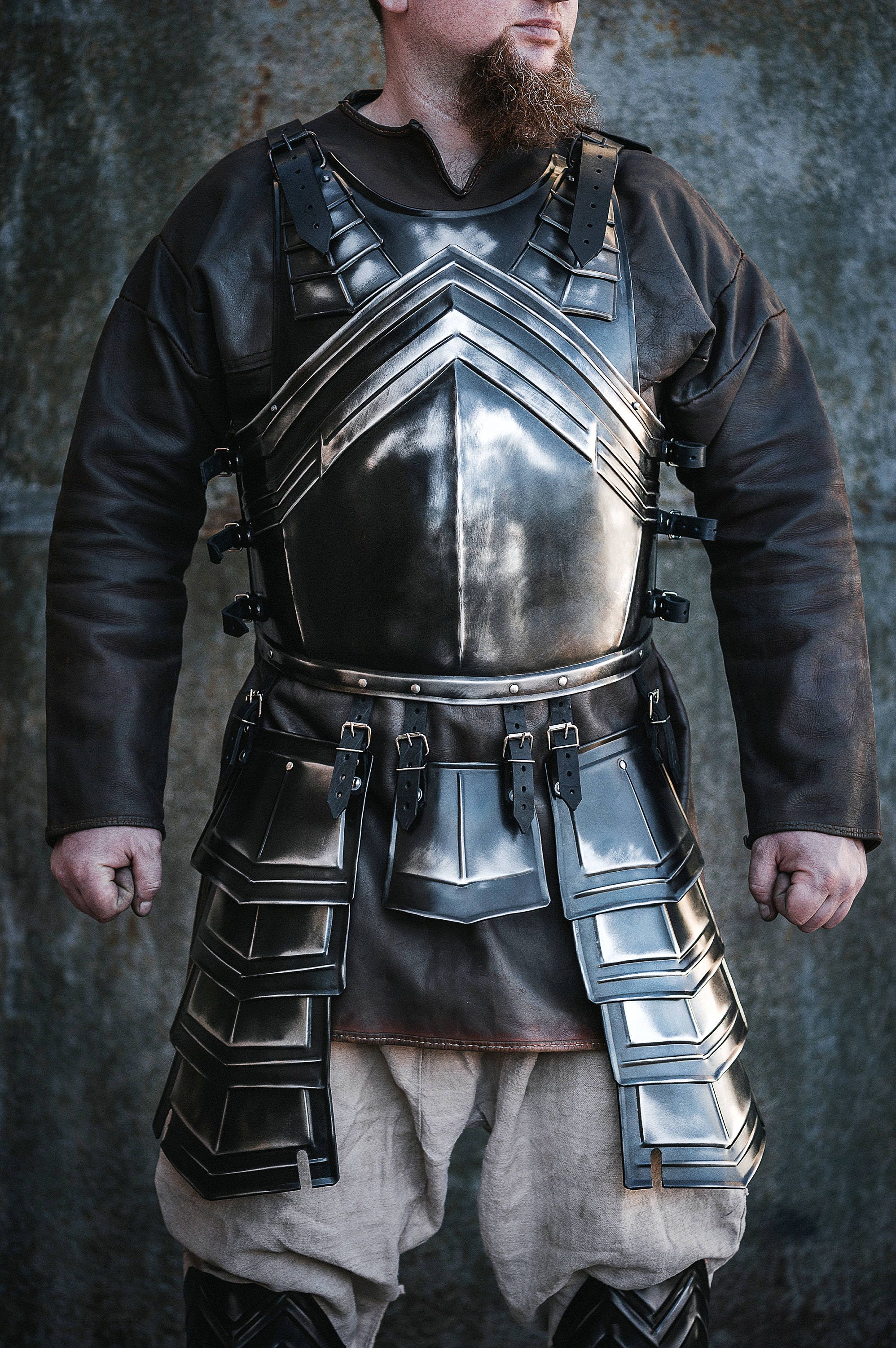 LARP Steel Armor Blackened Dwarven Cuirass and Skirt