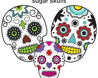 Sugar skull clipart | Etsy