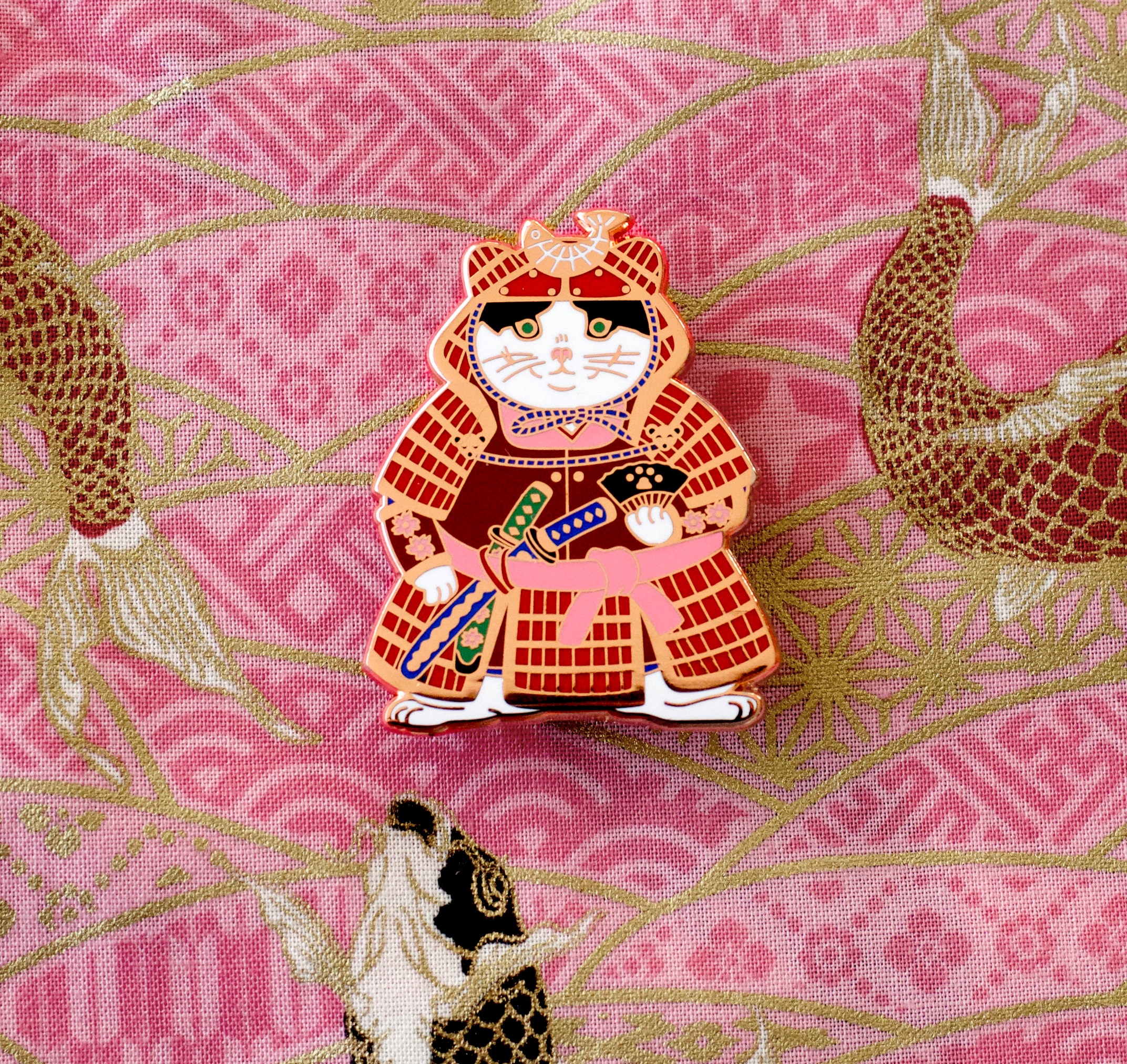Shogun Cat Red Enamel Pin_cat enamel pin_Samurai_Cat_cat