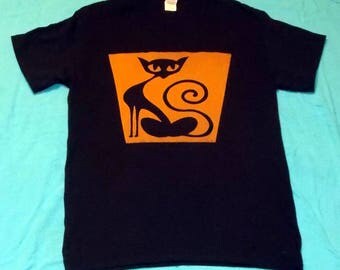 Black cat t shirt | Etsy