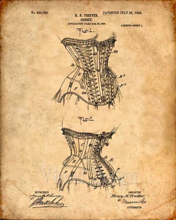 Corset Patent Print Corset Art Print