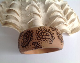 Pyrography bracelet | Etsy