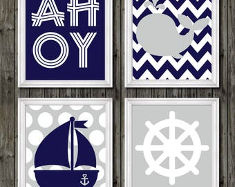 Navy gray wall art | Etsy