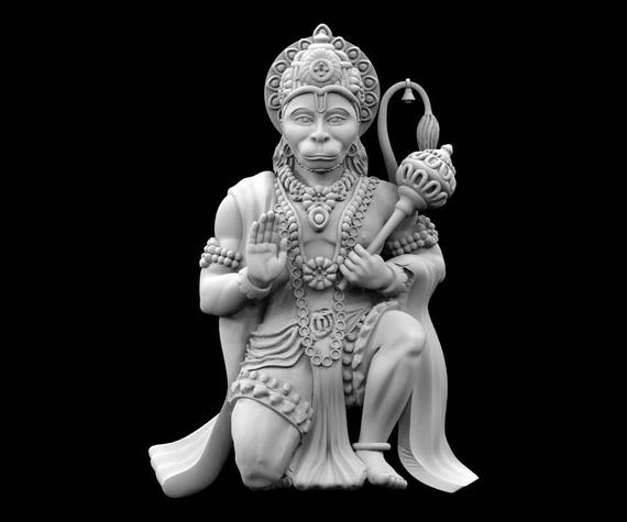 STL File of Hanuman Kneeling Idol for 3D Printing