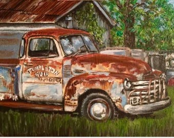 Old truck painting | Etsy