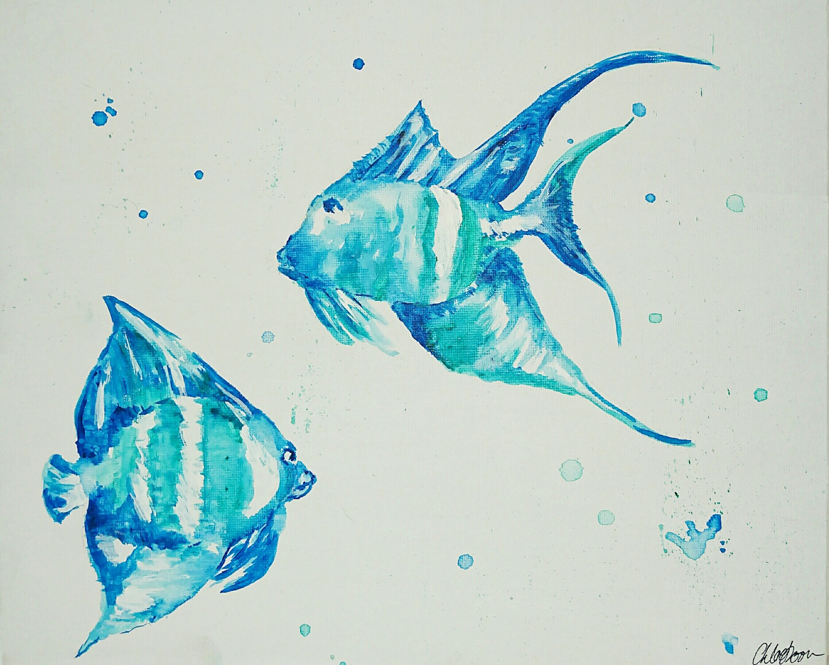 Handcrafted painting Two little fish