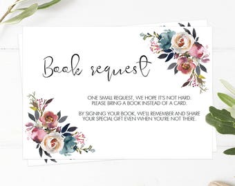 Book Request Card Printable Baby Book Insert Card Greenery