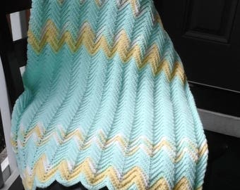 Crochet Pattern for Rainbow Ripple Baby Blanket Easy