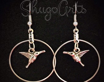 Native American Style Beaded Hummingbird Earrings Boho