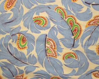 Blue feather fabric | Etsy