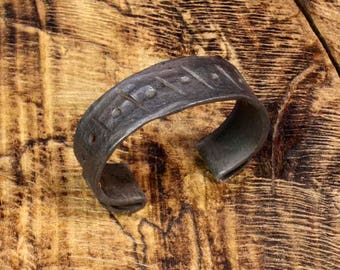 Hand FORGED IRON BRACELET Wrought Iron Steel Black Jewelry