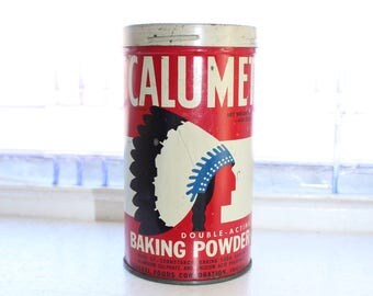 Vintage Calumet Baking Powder Tin Can with Paper Label