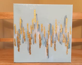 Blue gold painting | Etsy