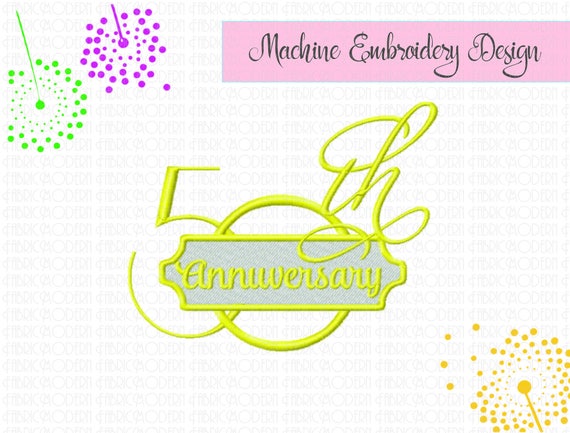 Items similar to 50th ANNIVERSARY, Embroidery Design, wedding ...
