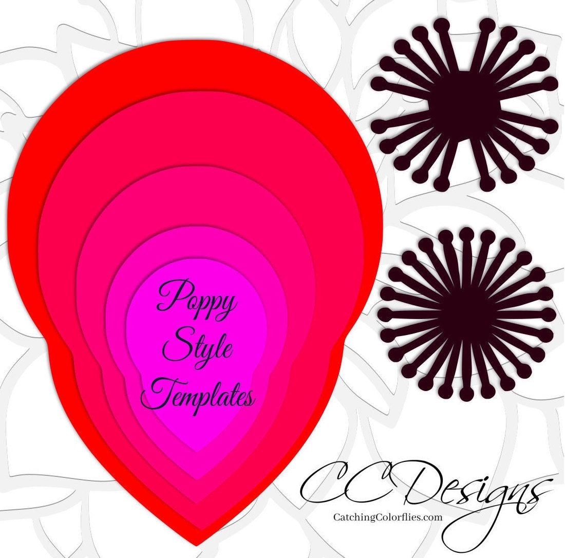 Giant Poppy Paper Flower DIY Templates, DIY Flower backdrop, Paper ...