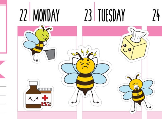 Sickness Planner Stickers Health Sick Tissues Tablets