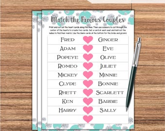 Famous couples game | Etsy