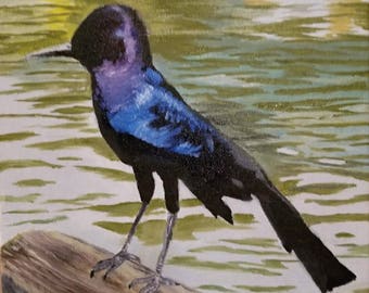 Grackle painting | Etsy