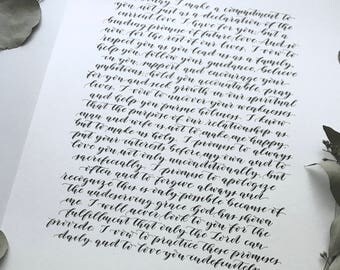 Wedding vow art | Etsy