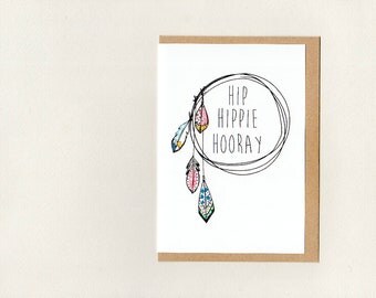 Hippie birthday card | Etsy