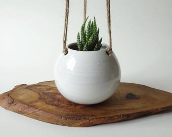 ceramic hanging pot raku planter hanging vase turquoise and