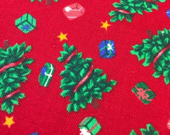 Red christmas fabric | Etsy