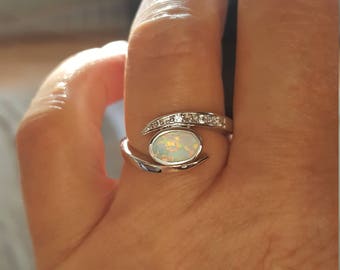 Men's Ring with Lab Created Fire Opal
