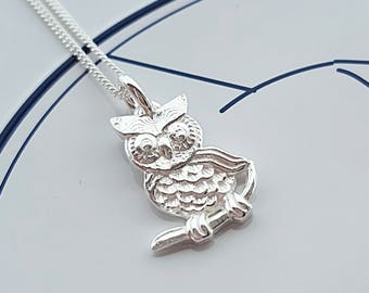 tiny Silver owl necklace tiny owl necklace silver simple